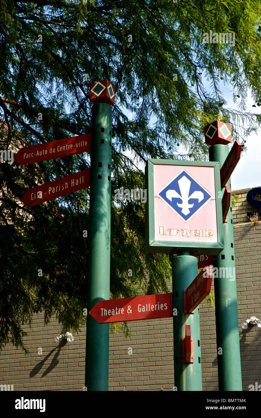 Bilingual French and English language pointer sign posts in revitalized ...