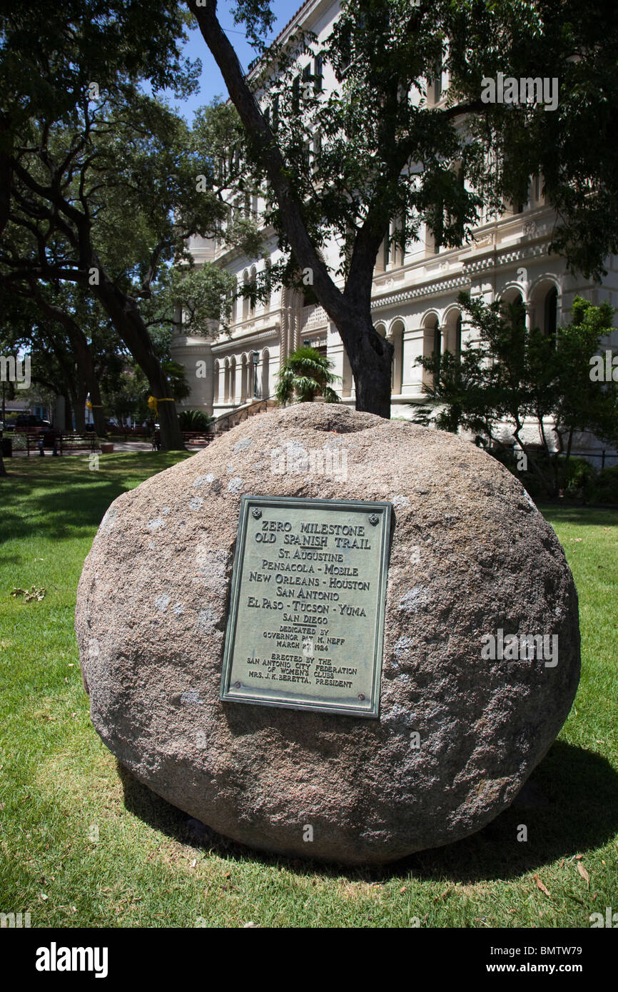 Zero milestone of the Old Spanish Trail San Antonio Texas USA Stock ...