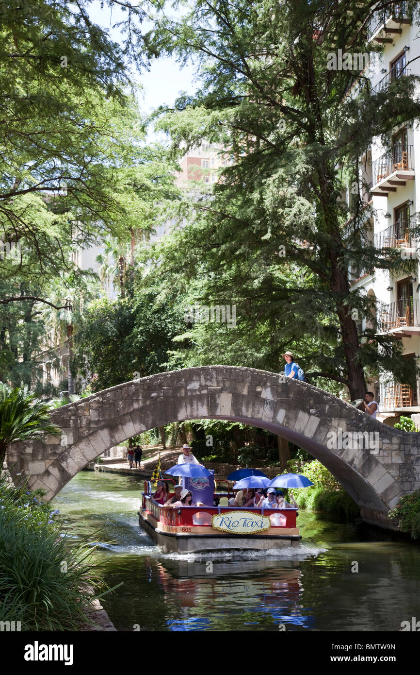 Water taxi river boat San Antonio River Walk Texas USA Stock Photo - Alamy