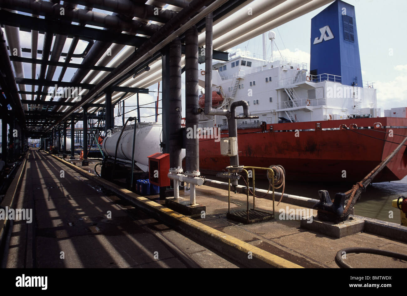 Hazardous cargo ship petrochemical tanker berthed Stock Photo - Alamy