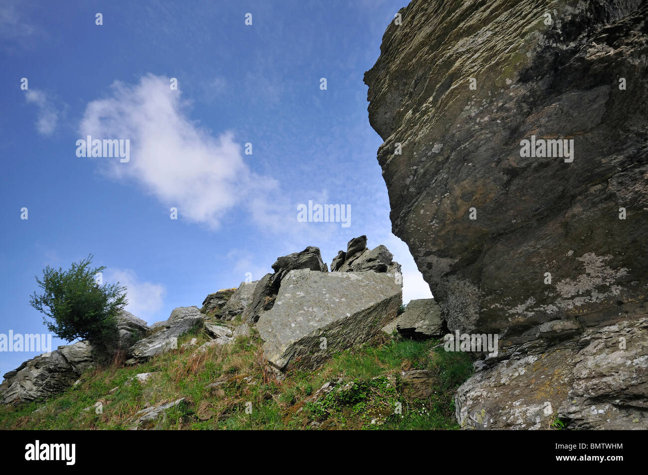 Devonian Limestone Rock outcrop of Castle Rock, Valley Of The Rocks ...