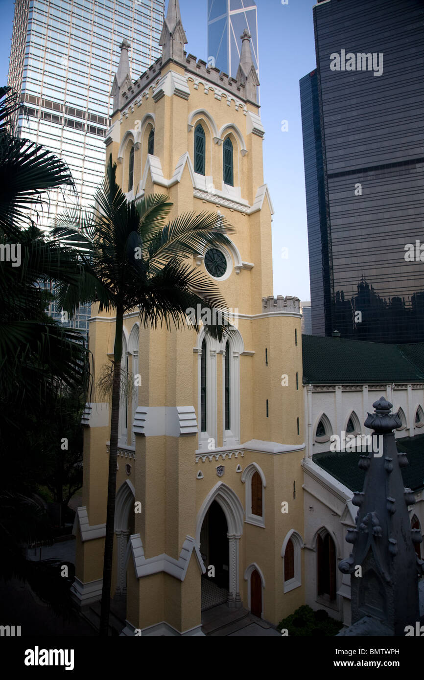St Johns Cathedral Hong Kong Skyscrapers skyline Stock Photo - Alamy
