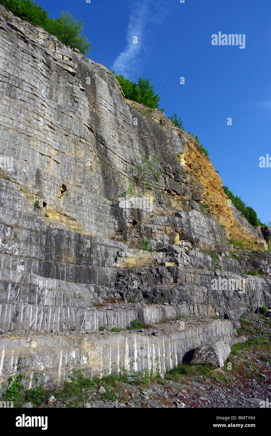 Abandoned quarry of black marble Stock Photo - Alamy