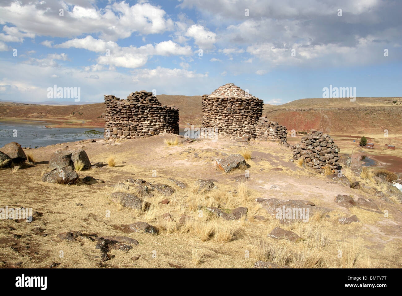 Sillustani. Pre-Incan burial ground on the shores of Lake Umayo near ...