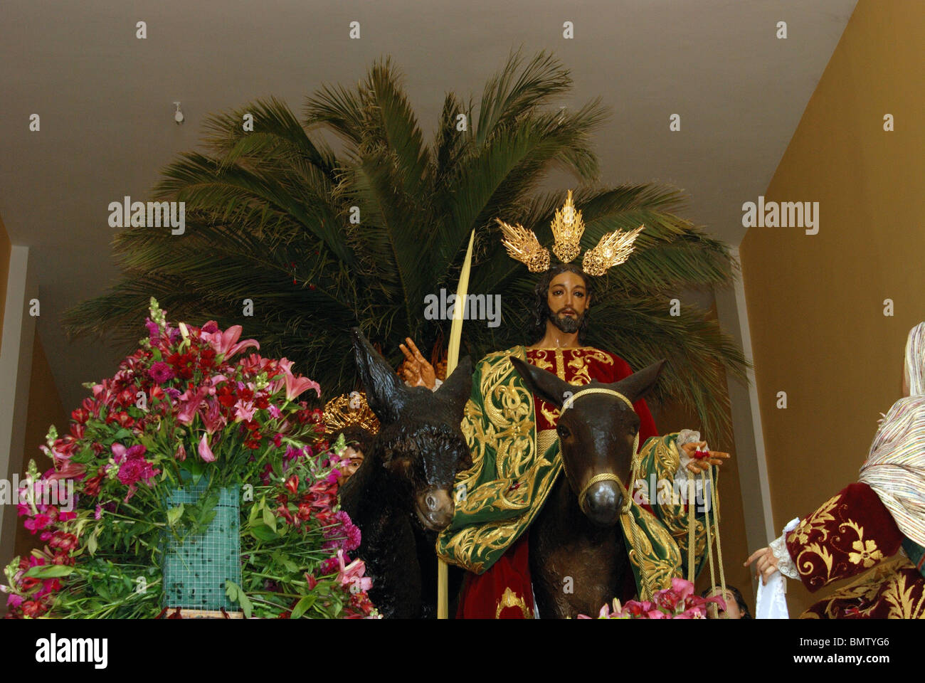 Santa Semana (Holy week), statue of Christ on donkey, Malaga, Costa del ...