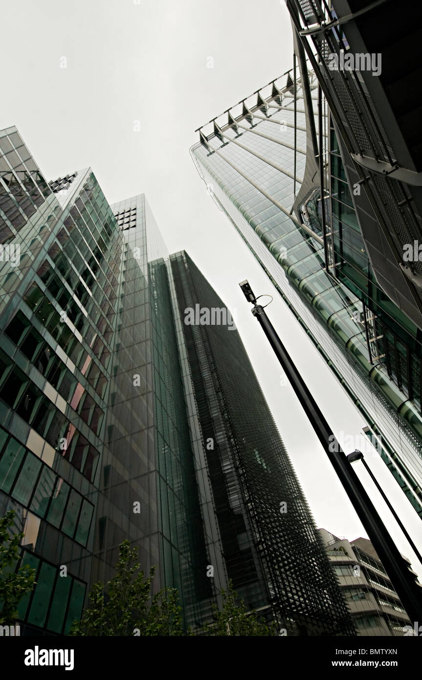 high rise offices in the city of london with large expanses of glass ...