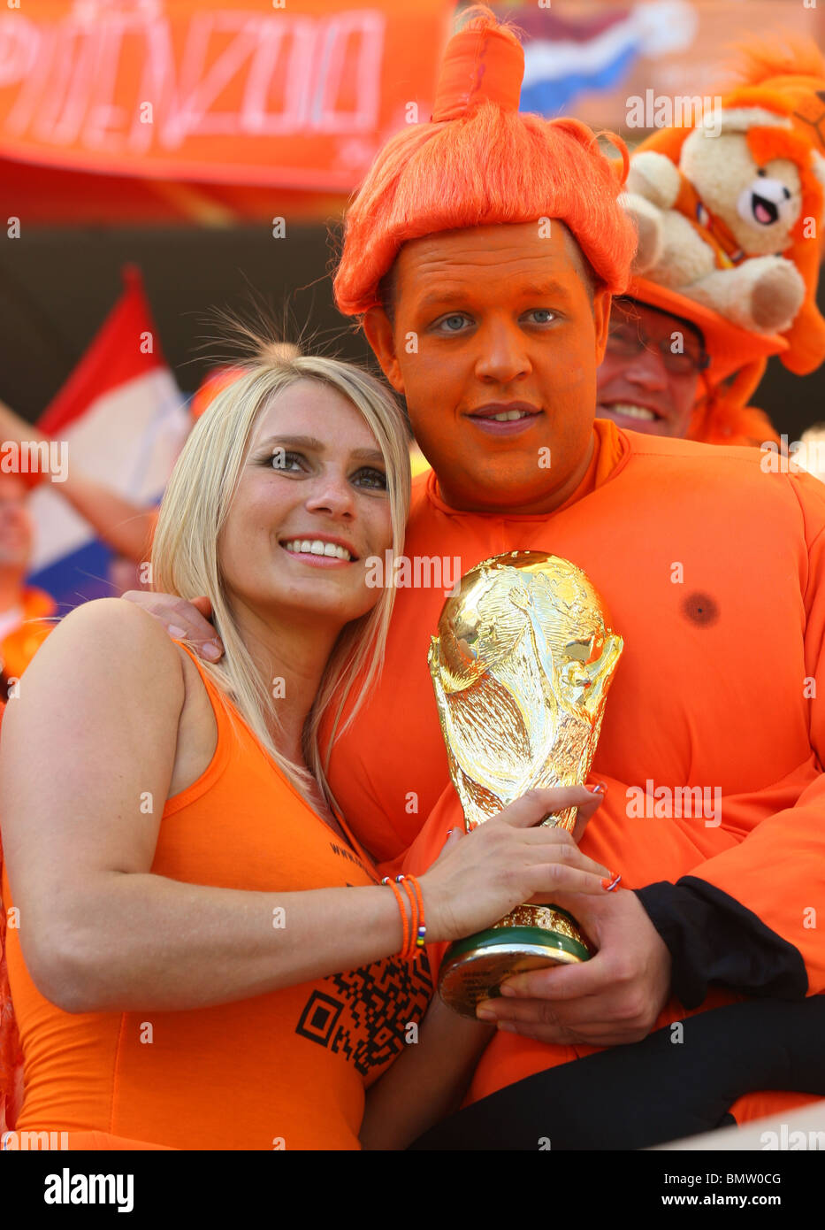 DUTCH FANS WITH WORLD CUP NETHERLANDS V JAPAN DURBAN STADIUM DURBAN ...