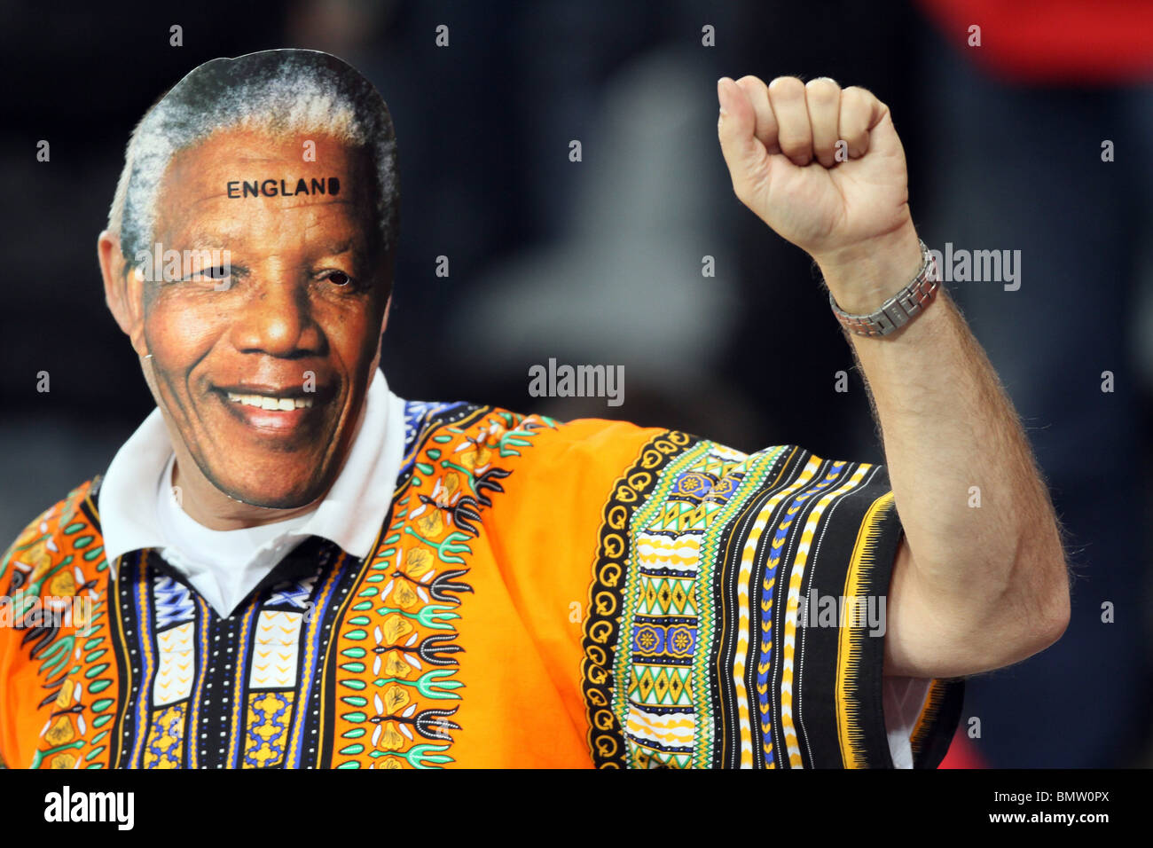 NELSON MANDELA MASK ENGLAND V ALGERIA GREEN POINT STADIUM CAPE TOWN ...
