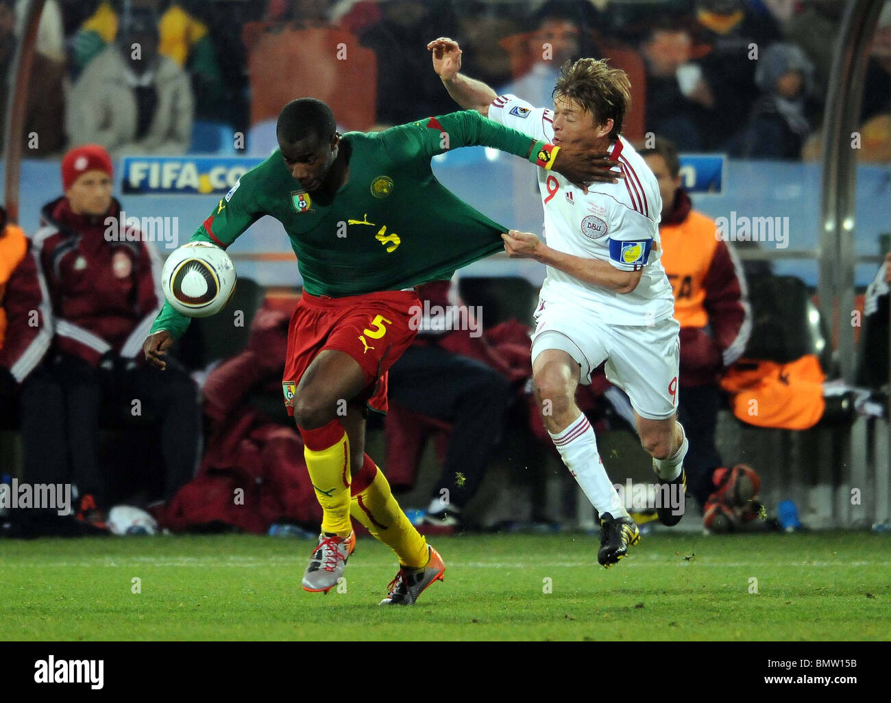 SEBASTIEN BASSONG & JON DAHL T CAMEROON V DENMARK LOFTUS VERSFELD ...
