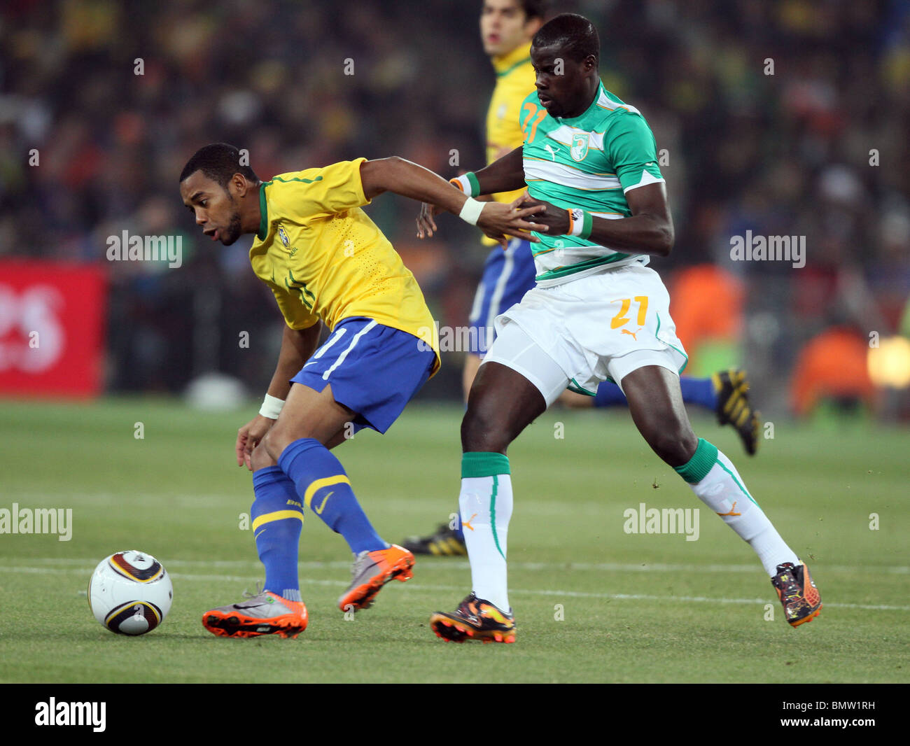 ROBINHO & EMMANUEL EBOUE BRAZIL V IVORY COAST SOCCER CITY JOHANNESBURG ...