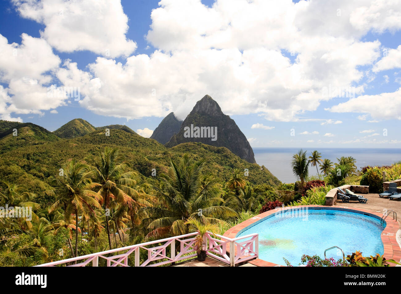 Caribbean, St Lucia, Petit and Gros Piton Mountains (UNESCO World ...