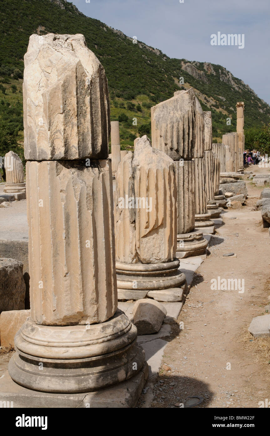 Ancient columns in the Basilica at Ephesus southwest Turkey Asia Minor ...