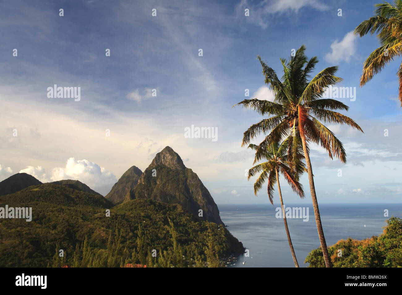Caribbean, St Lucia, Petit and Gros Piton Mountains (UNESCO World ...