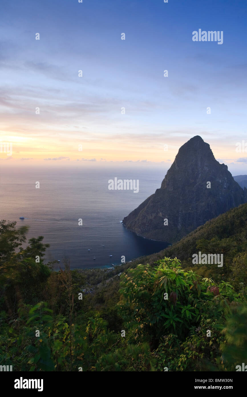 Caribbean, St Lucia, Petit Piton and Anse des Pitons Beach Stock Photo ...