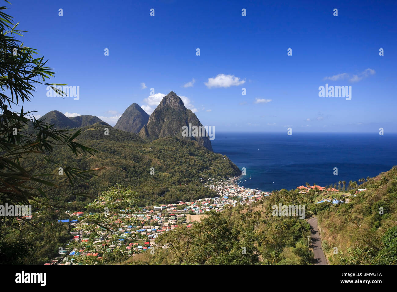 Caribbean, St Lucia, Petit and Gros Piton Mountains (UNESCO World ...