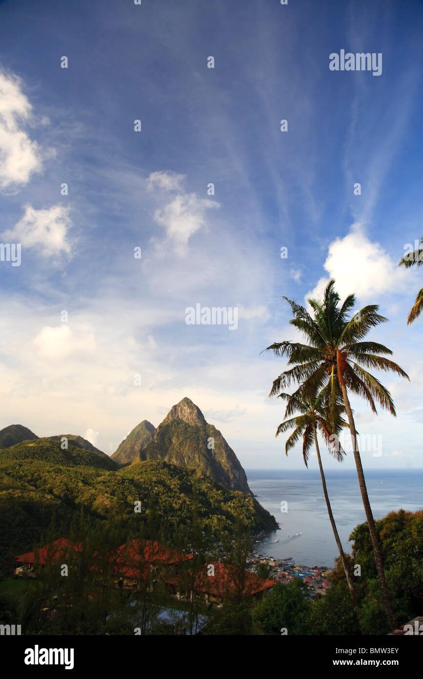 Caribbean, St Lucia, Petit and Gros Piton Mountains (UNESCO World ...