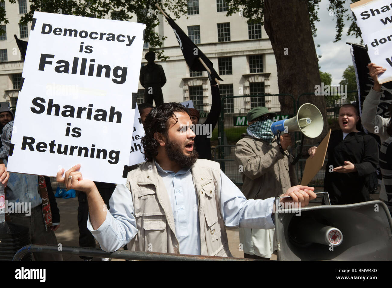 Pro Sharia Law Demonstration outside Downing Street, London, UK, 20 ...