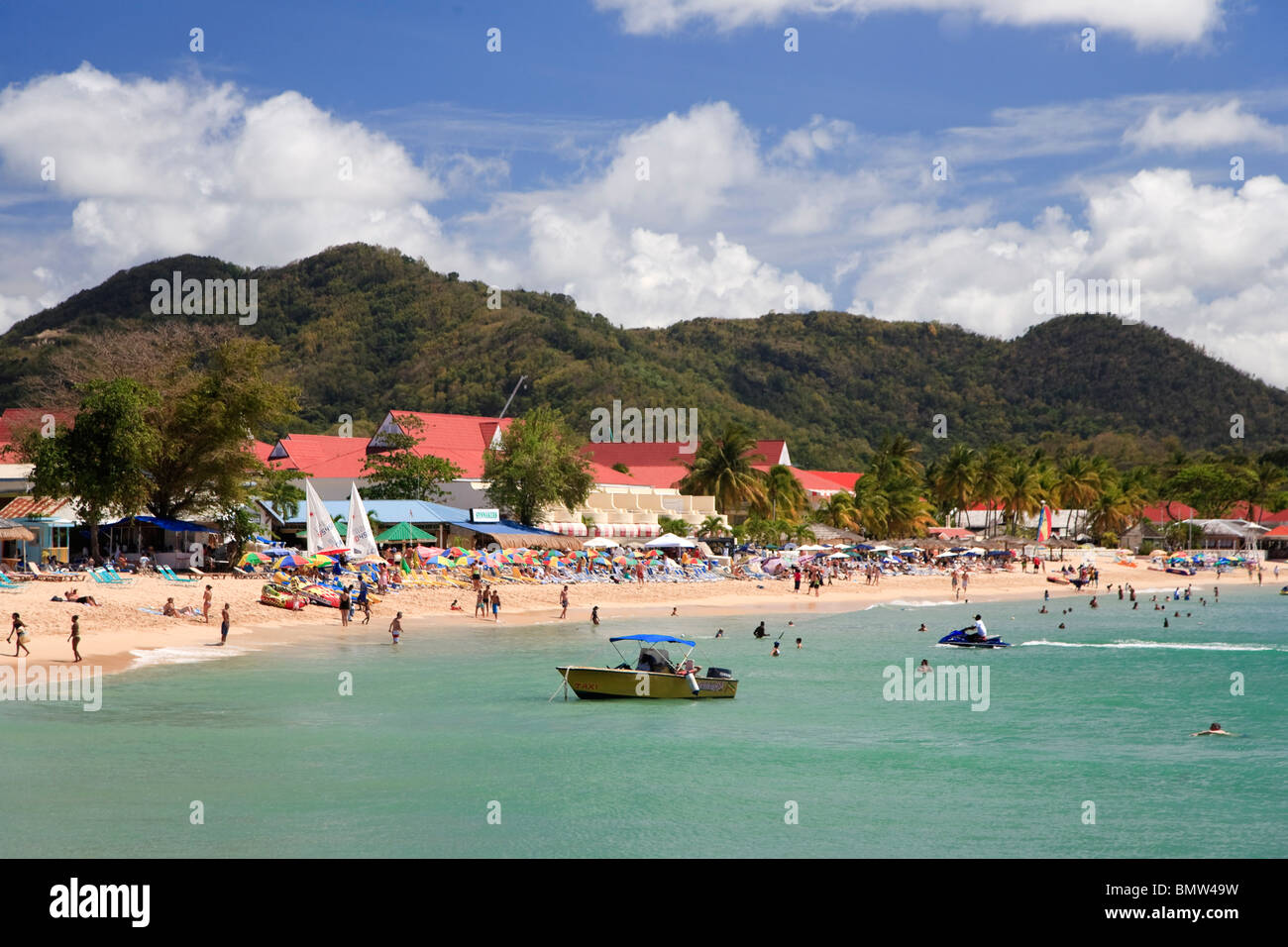 Caribbean, St Lucia, Rodney Bay, Reduit Beach Stock Photo - Alamy