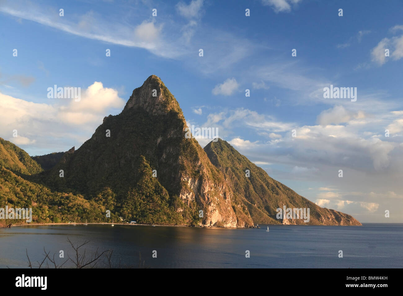Caribbean, St Lucia, Petit and Gros Piton Mountains (UNESCO World ...