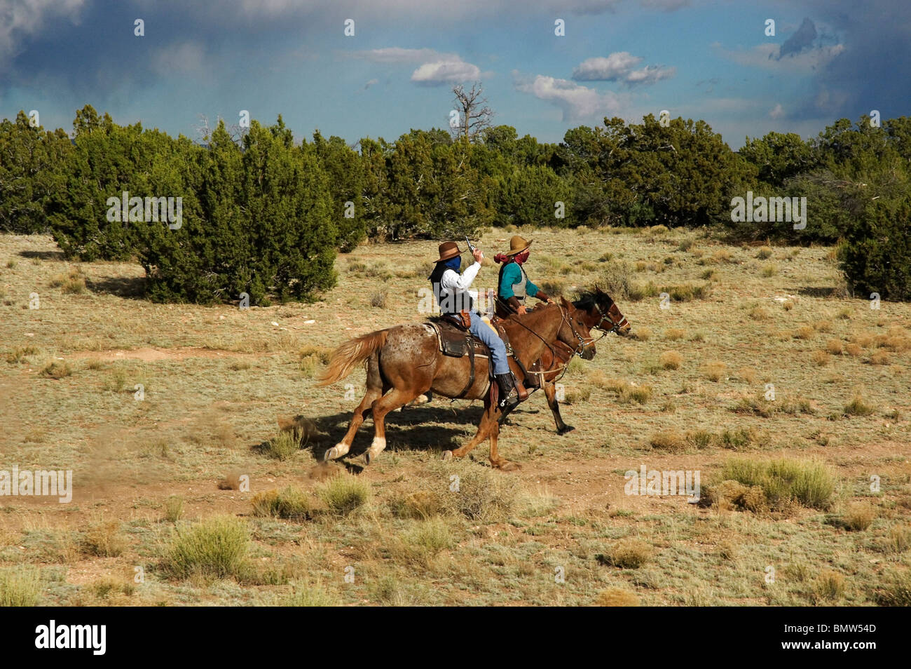 train robbers attack Grand Canyon Railway Arizona Stock Photo - Alamy