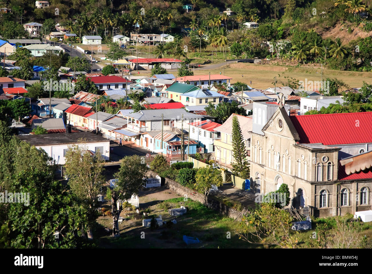 Caribbean, St Lucia, Anse La Raye Village and Beach Stock Photo - Alamy