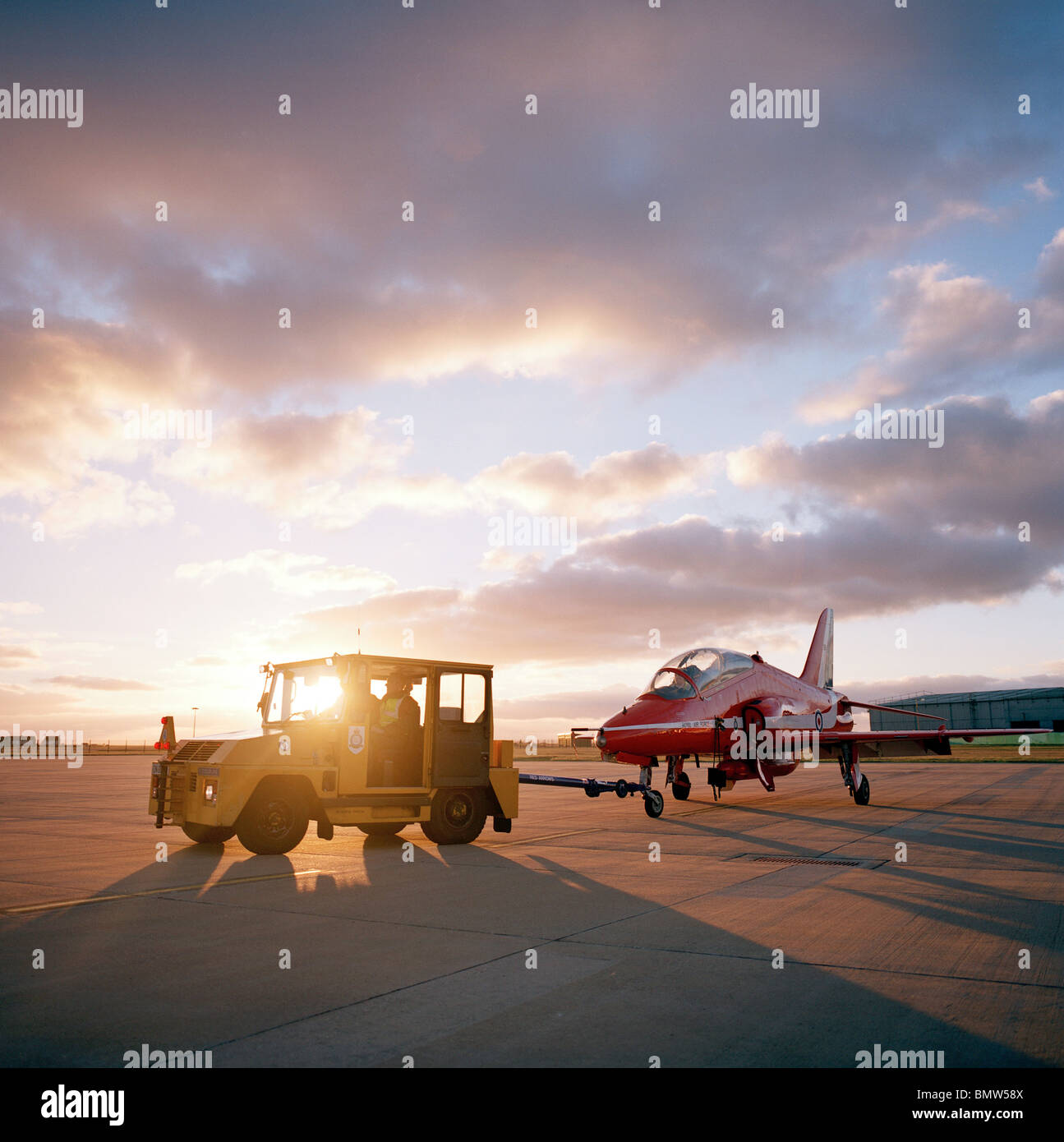 Towing a BAE Systems Hawk jet of the 'Red Arrows', Britain's Royal Air ...