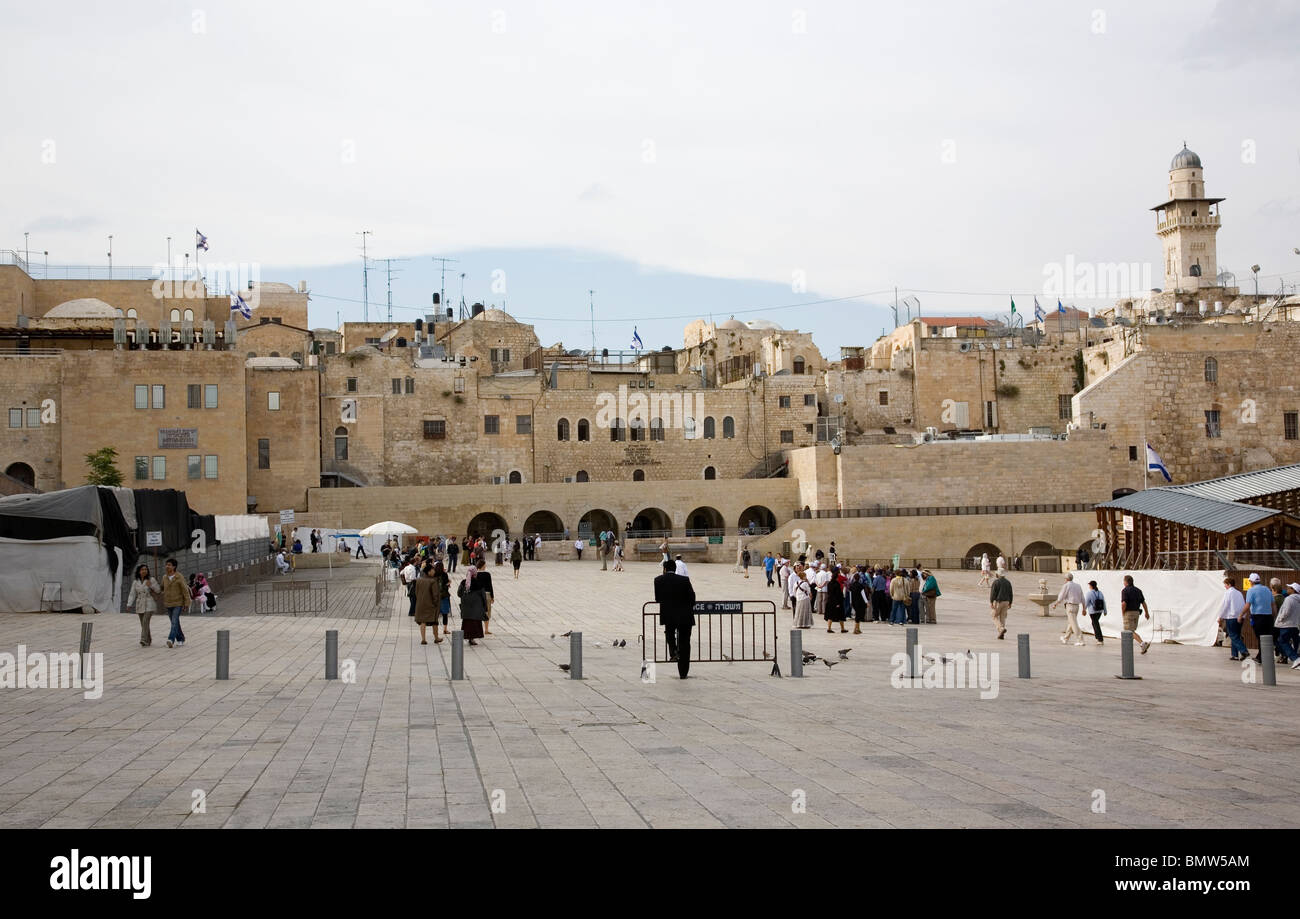 Jerusalem Jewish quarter - plaza alongside Western wall (off camera to ...