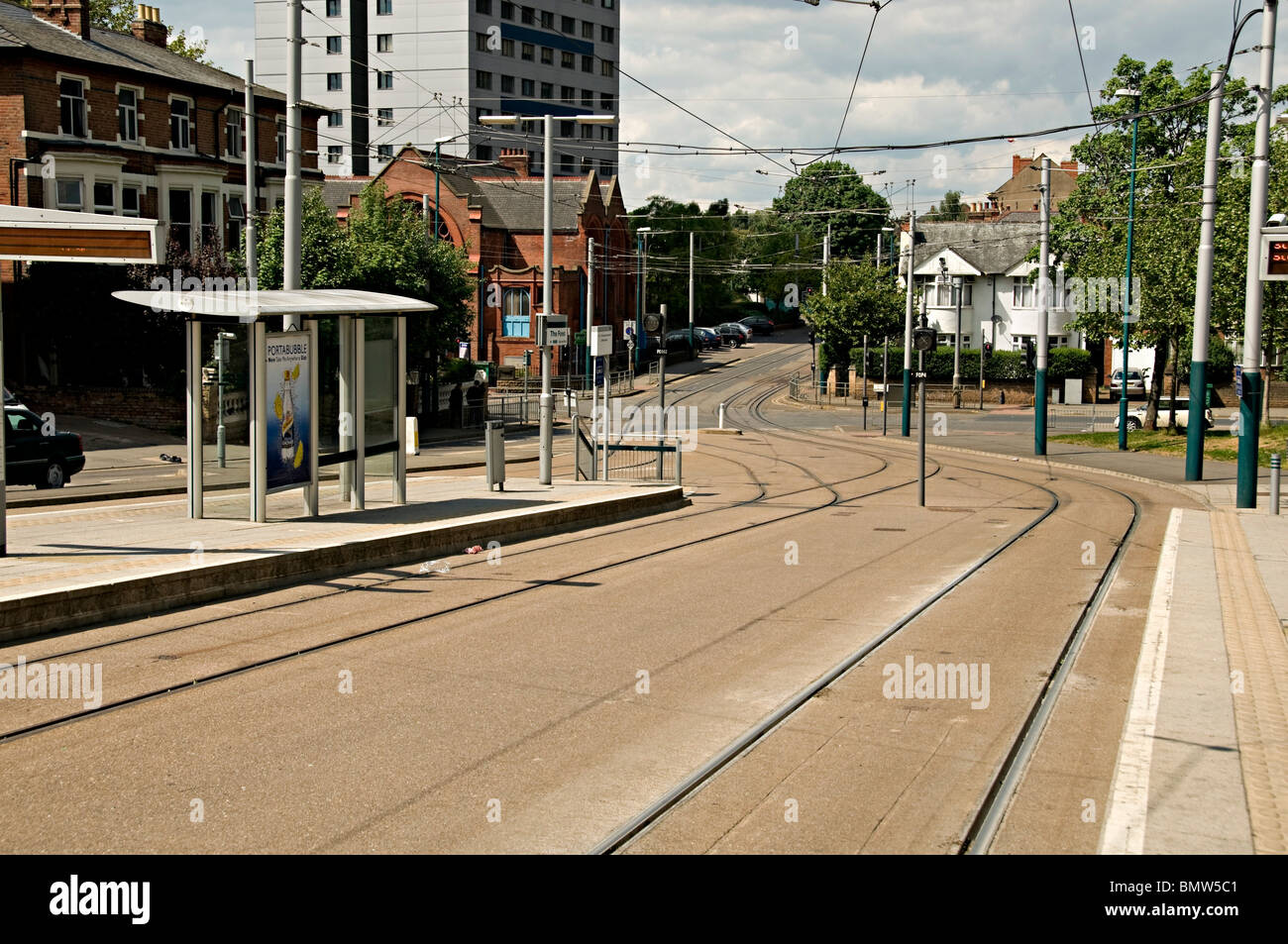 Nottingham tram and the forest park an ride tram stop Nottingham Stock ...