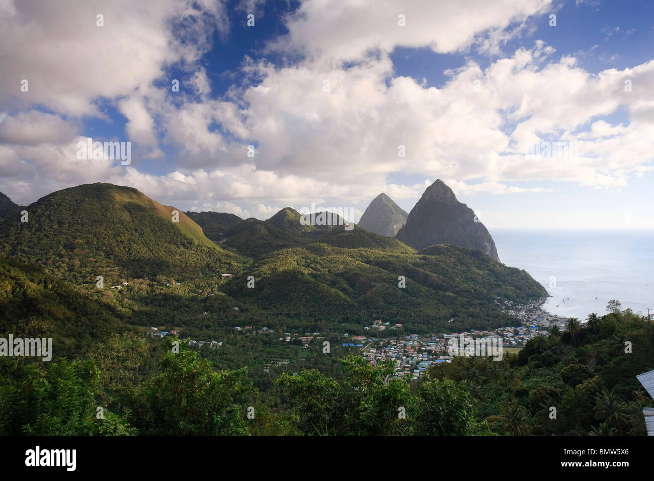 Caribbean, St Lucia, Petit and Gros Piton Mountains (UNESCO World ...