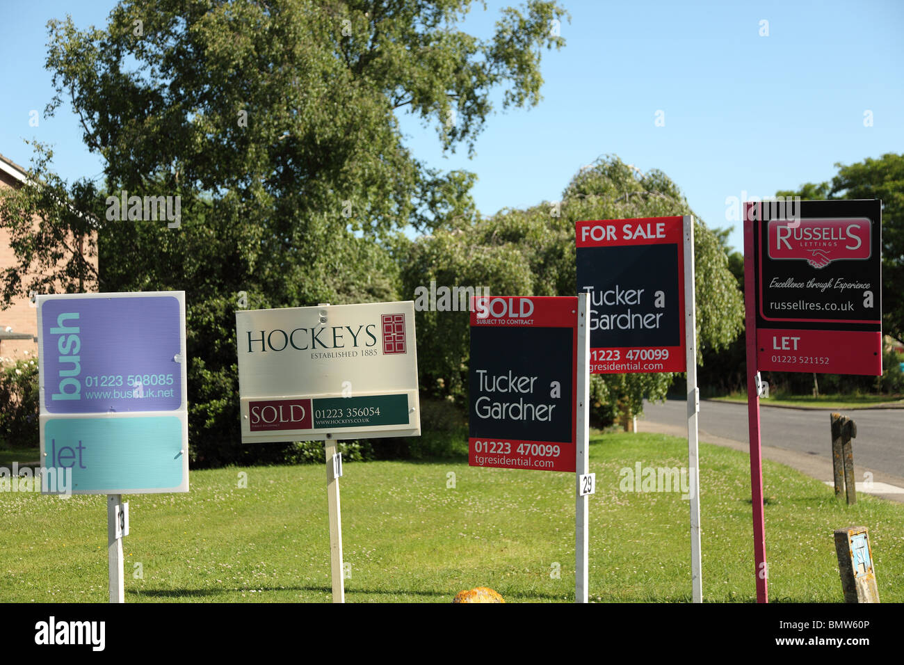 Estate agents sale let boards Milton Stock Photo - Alamy