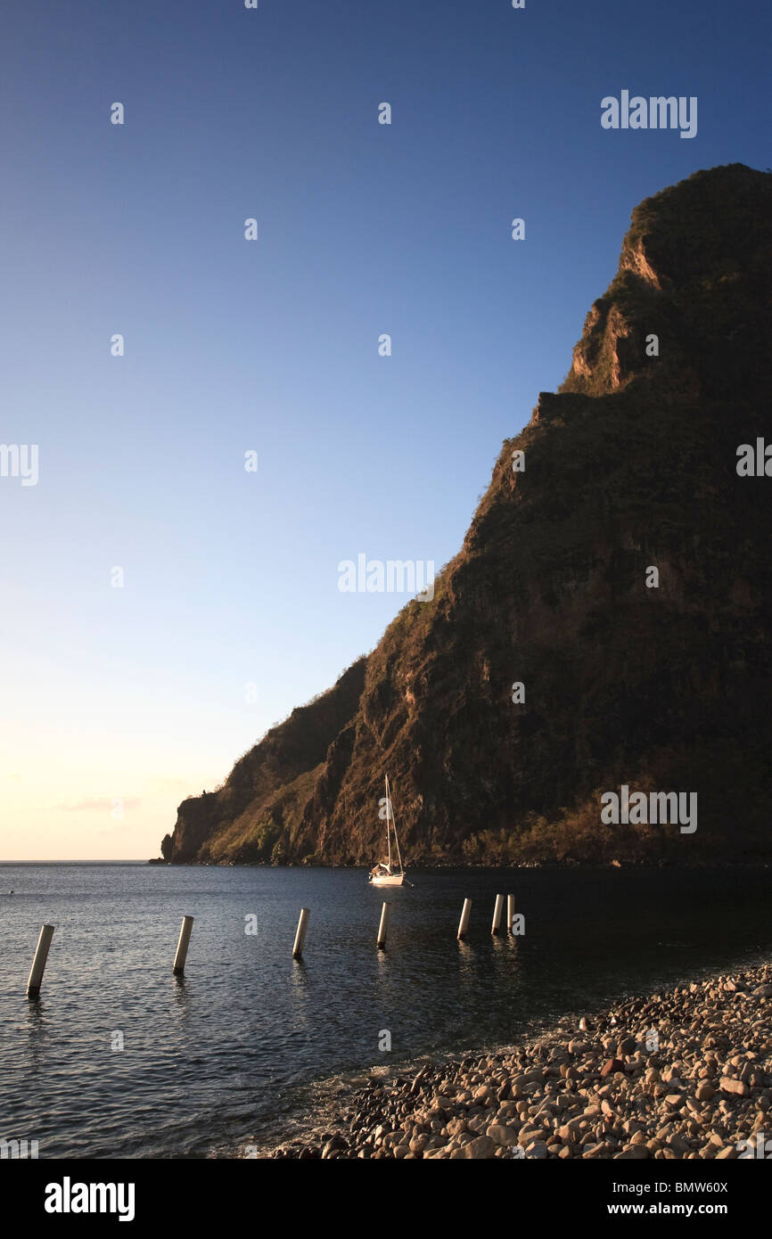 Caribbean, St Lucia, Petit Piton, (UNESCO World Heritage Site) and Anse ...