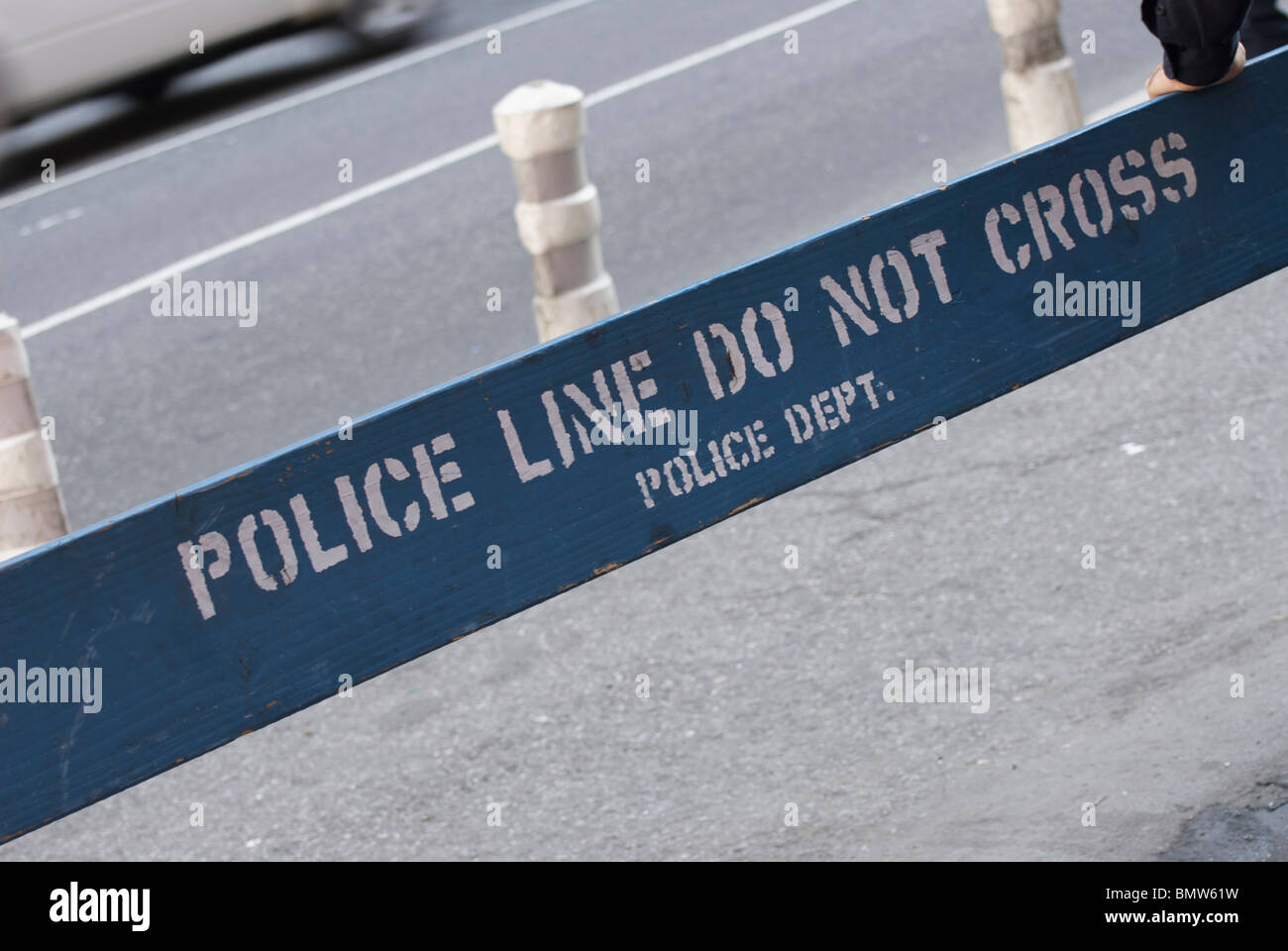 A Police Line Do Not Cross Sign in Times Square New York City, USA ...