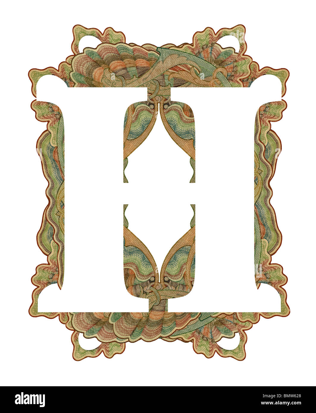 Luxuriously illustrated old capital letter H Stock Photo - Alamy