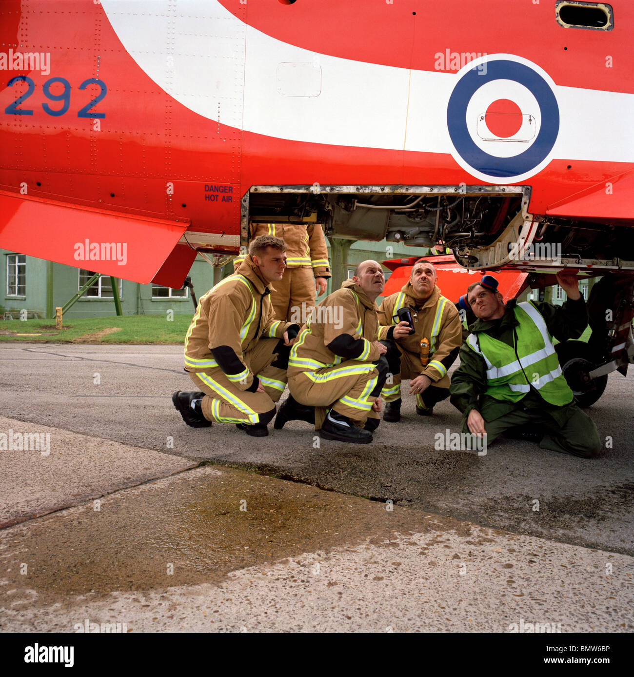 RAF ground crew teaches local civilian firemen about 'Red Arrows ...