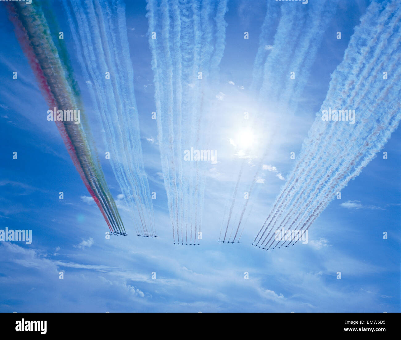 Smoke trails of forty leading European aerobatic display aircraft left ...