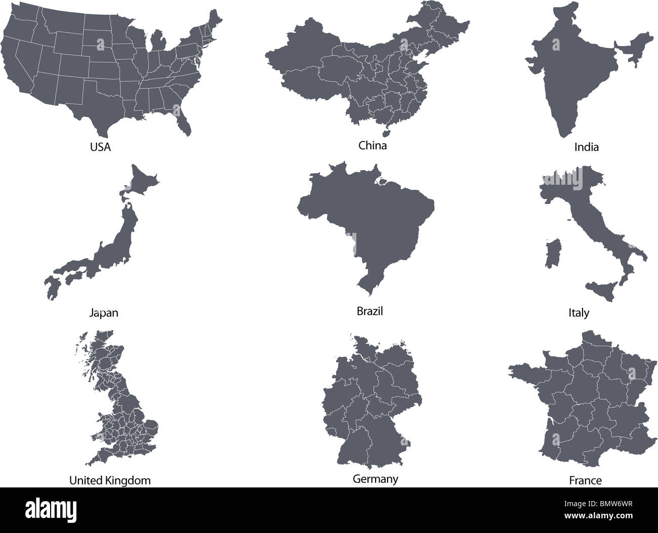 There are maps of some most leading countries in the world Stock Photo ...