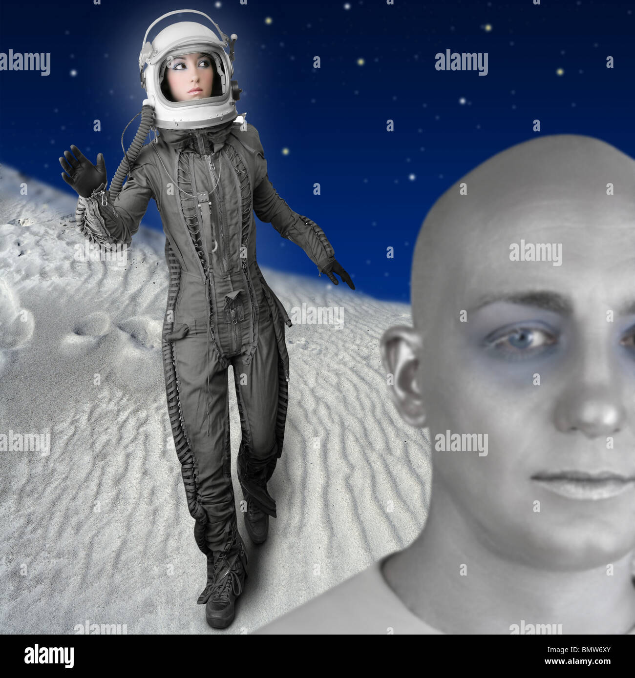 Alien man futuristic silver skin hi-res stock photography and images ...