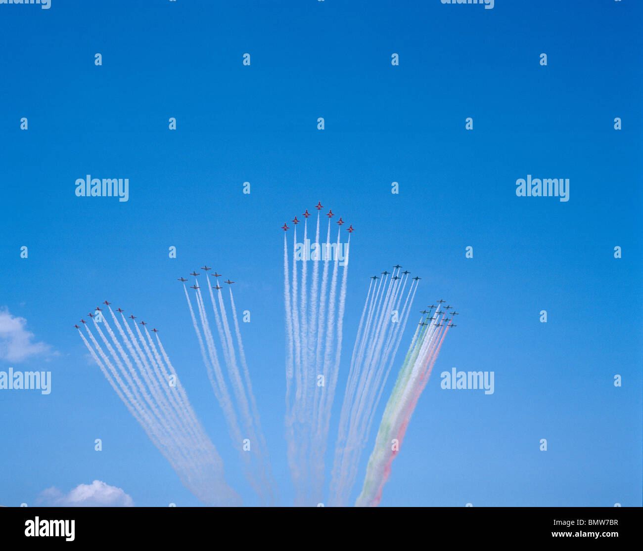 Smoke trails of forty leading European aerobatic display aircraft left ...