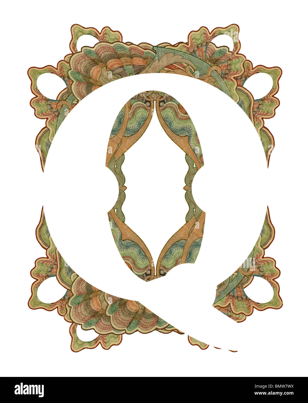Luxuriously illustrated old capital letter Q Stock Photo - Alamy