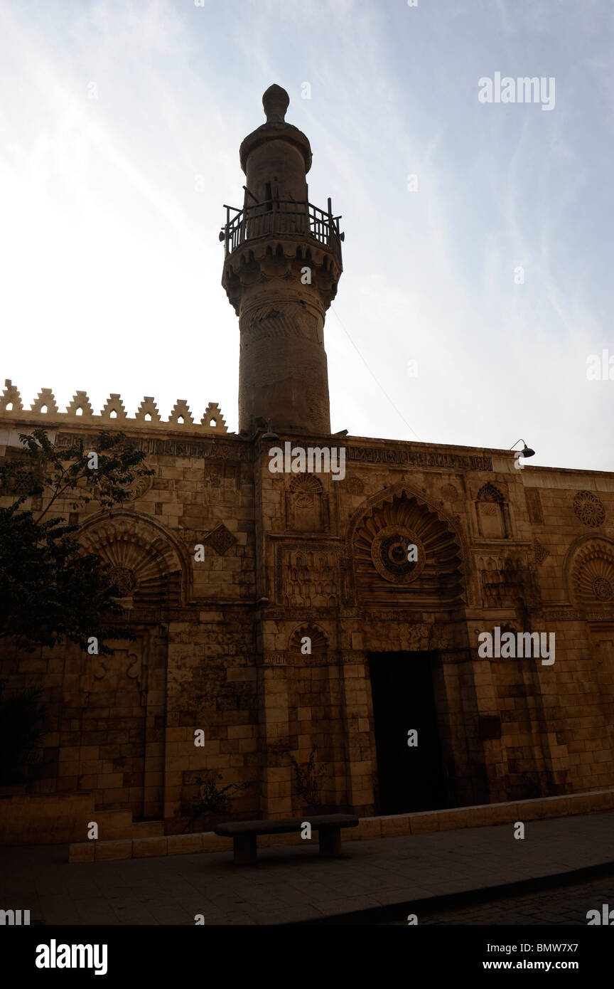 cultural and historical building in islamic cairo, mosque in background ...