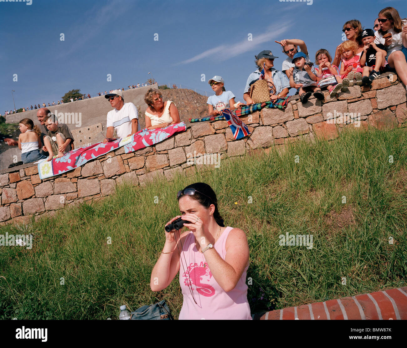 Young fans of the 'Red Arrows', Britain's Royal Air Force aerobatic ...
