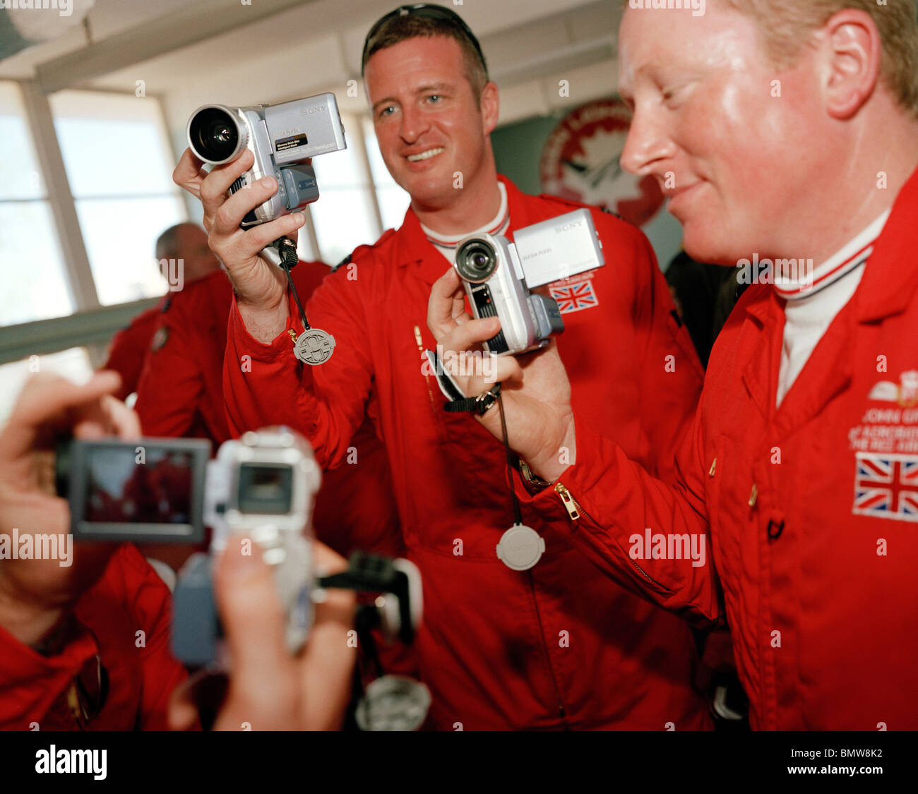Pilots of the 'Red Arrows', Britain's Royal Air Force aerobatic team ...