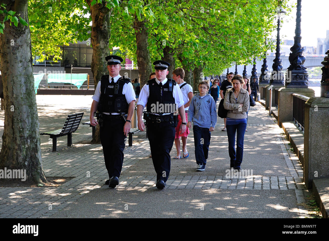 British Police Officers on foot patrol of Riverside, London Stock Photo ...