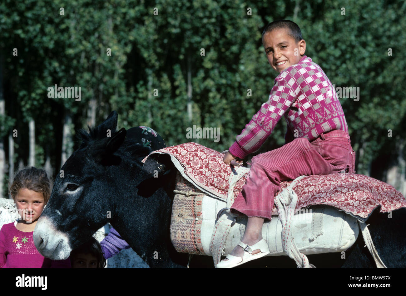 Smiling Turkish Boy Riding Donkey, Cappadocia, Turkey Stock Photo - Alamy
