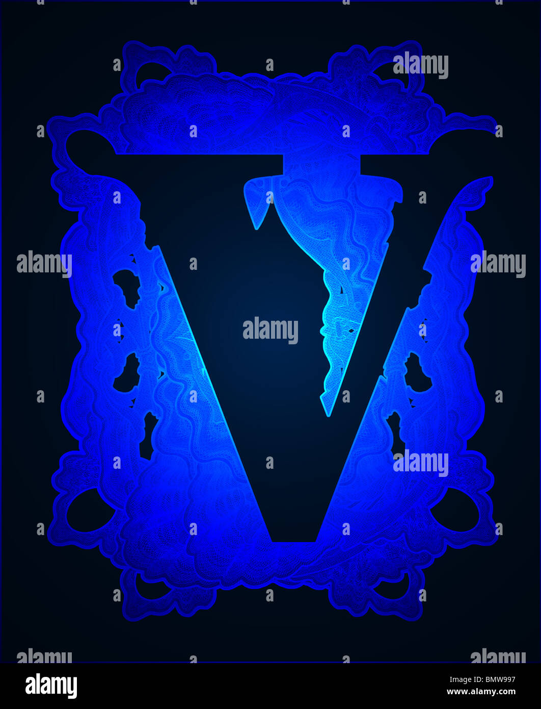 Letter v vintage black hi-res stock photography and images - Alamy