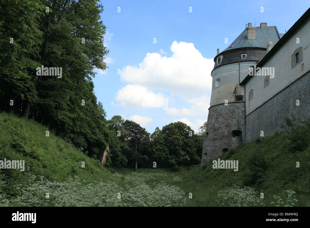 The bastion of medieval castle Cerveny Kamen, Slovakia Stock Photo - Alamy