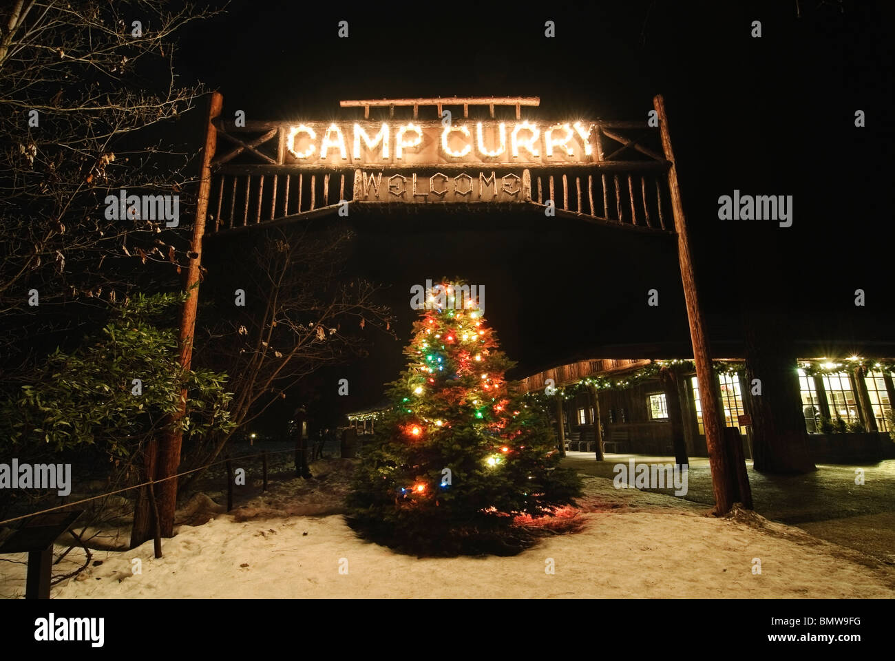 Camp Curry entrance during Christmas holiday Stock Photo - Alamy