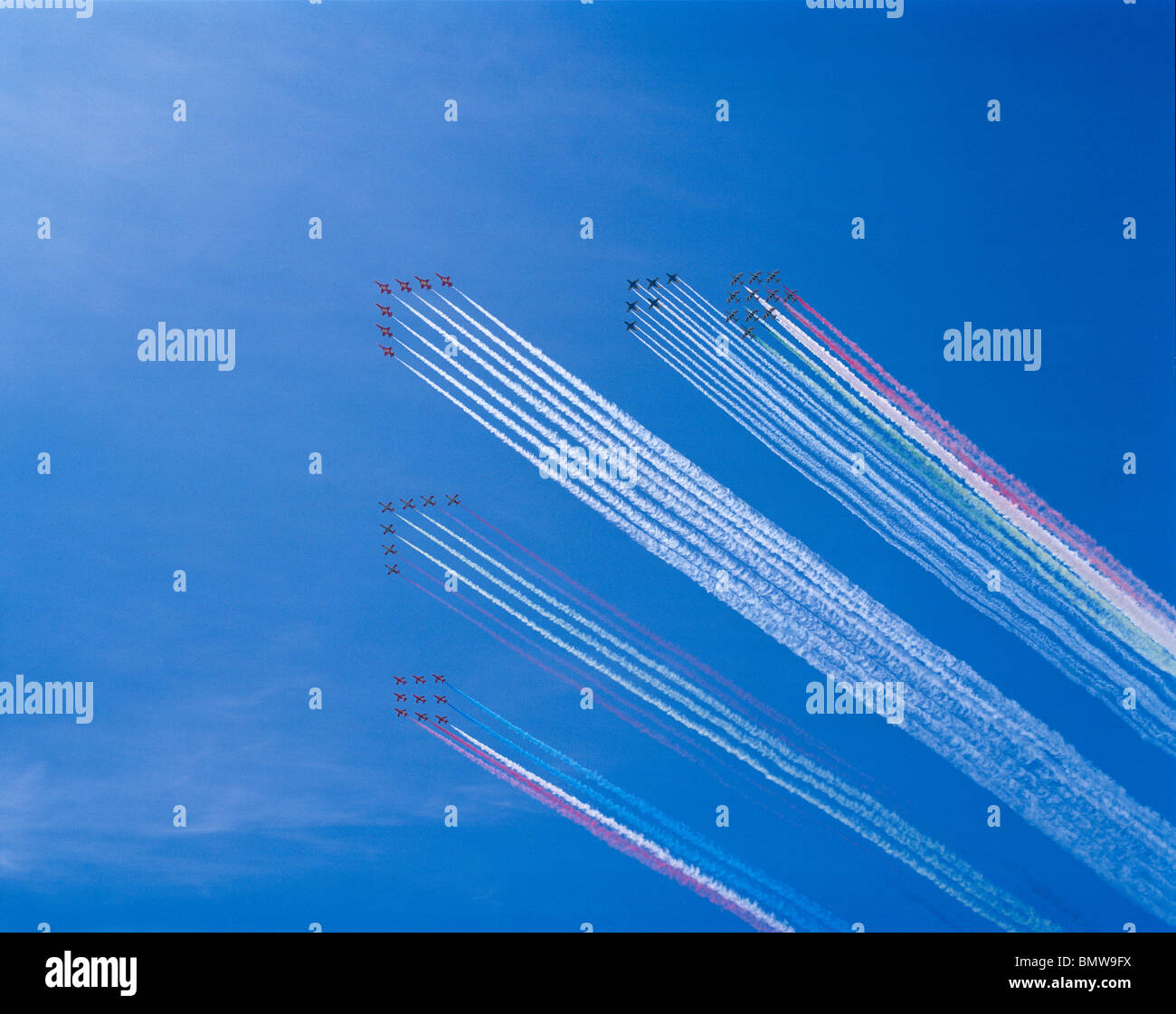 Smoke trails of forty leading European aerobatic display aircraft left ...