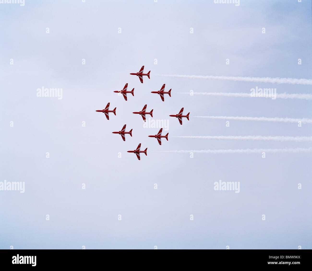 Nine Hawk jets from the elite 'Red Arrows', Britain's prestigious Royal ...