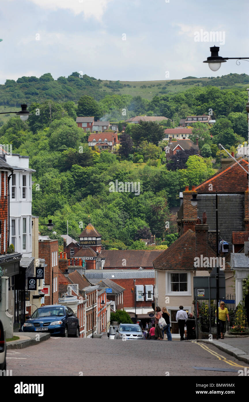Lewes town centre view in East Sussex Stock Photo - Alamy